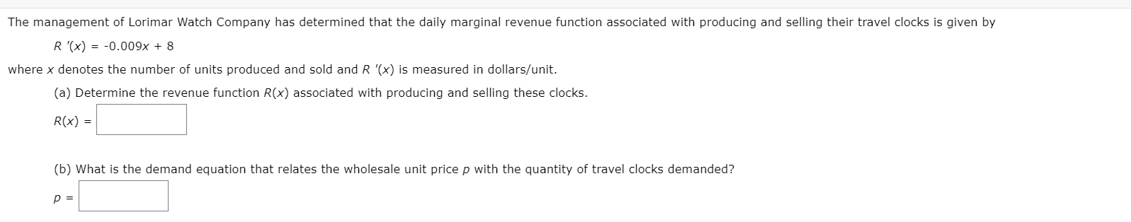 Solved The management of Lorimar Watch Company has | Chegg.com