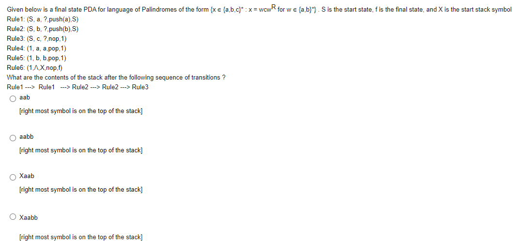 Solved Given below is a final state PDA for language of | Chegg.com