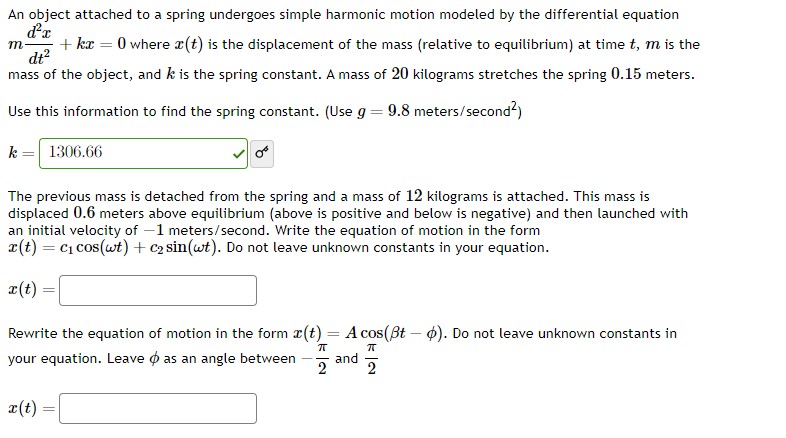 Solved An object attached to a spring undergoes simple | Chegg.com