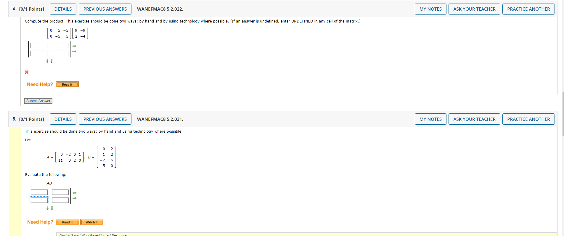 Solved [005−5−55][92−9−4]∥⇓∥⇔ 0/1 Points] WANEFMAC8 5.2.031. | Chegg.com