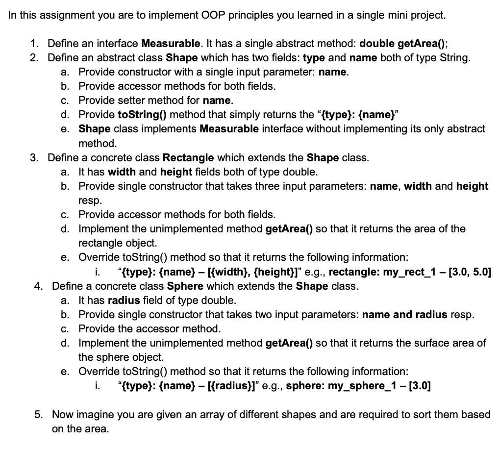 Solved this assignment you are to implement OOP principles | Chegg.com