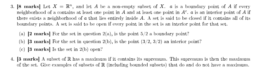 Solved 2. (6 marks] Let X =R". An epsilon neighborhood of a | Chegg.com