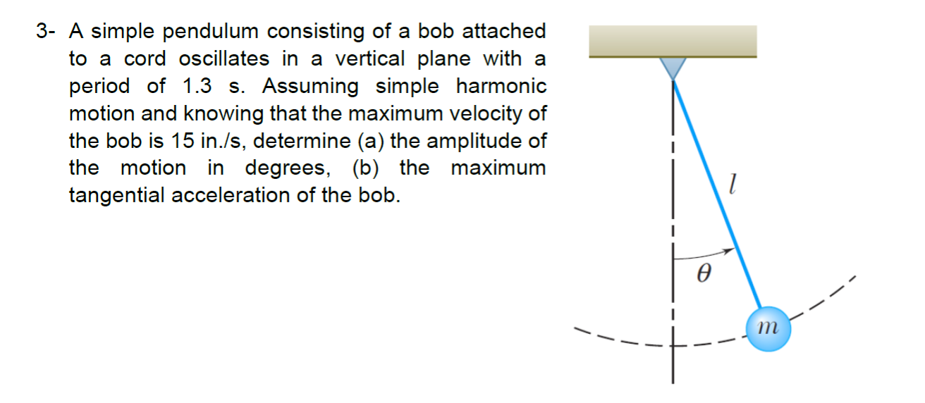 Solved 3- A simple pendulum consisting of a bob attached to | Chegg.com