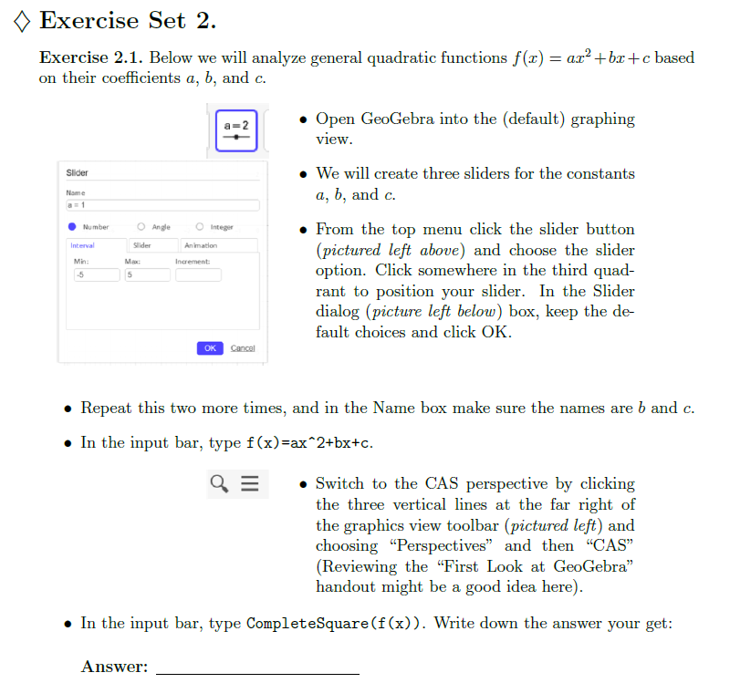 Solved Exercise Set 2. = Exercise 2.1. Below we will analyze | Chegg.com
