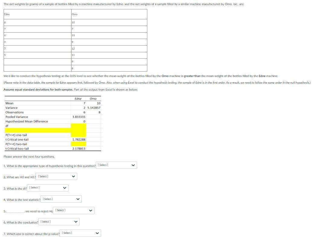 The net weights (in grams) of a sample of bottles | Chegg.com