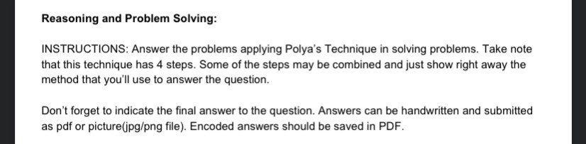 Solved Reasoning and Problem Solving: INSTRUCTIONS: Answer | Chegg.com