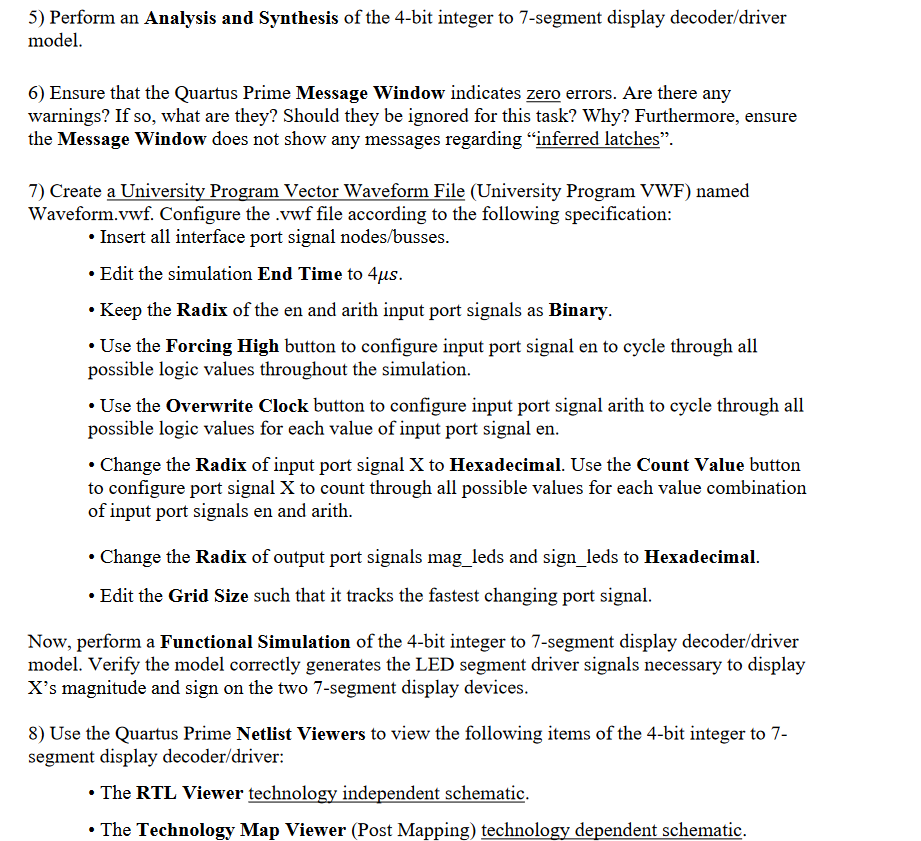 2) Create a new Quartus Prime project with the | Chegg.com
