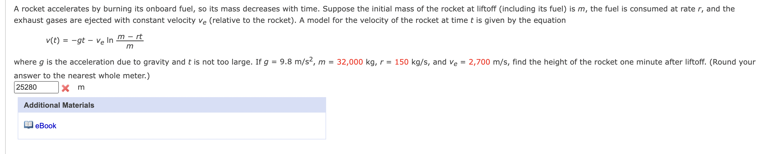 Solved exhaust gases are ejected with constant velocity | Chegg.com