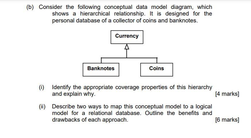 Solved (b) Consider the following conceptual data model | Chegg.com