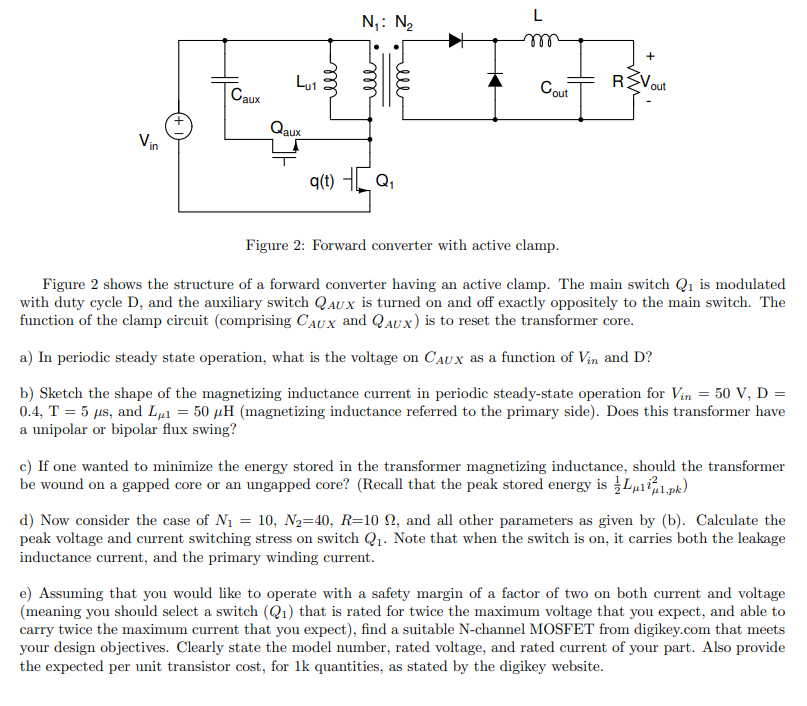 Figure 2: Forward converter with active clamp. Figure | Chegg.com