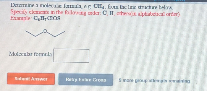 Solved Determine a molecular formula, eg. CH4, from the line | Chegg.com