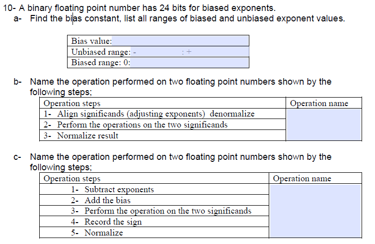 10 A Binary Floating Point Number Has 24 Bits For
