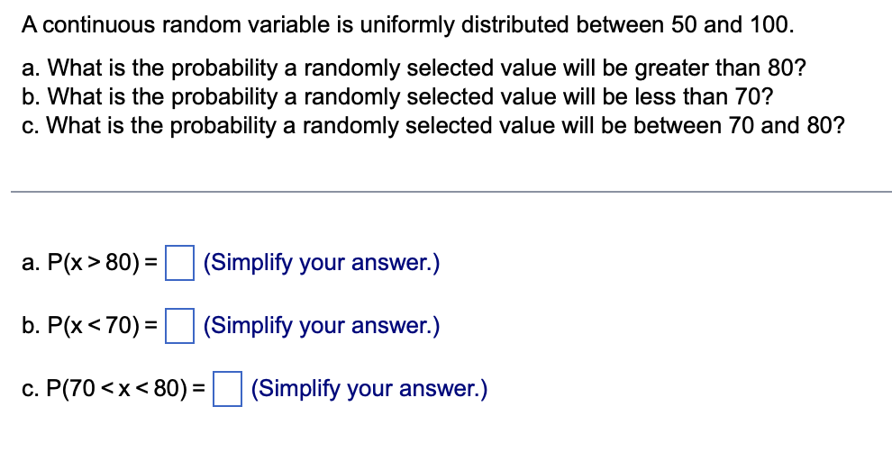 Solved A Continuous Random Variable Is Uniformly Distrib 