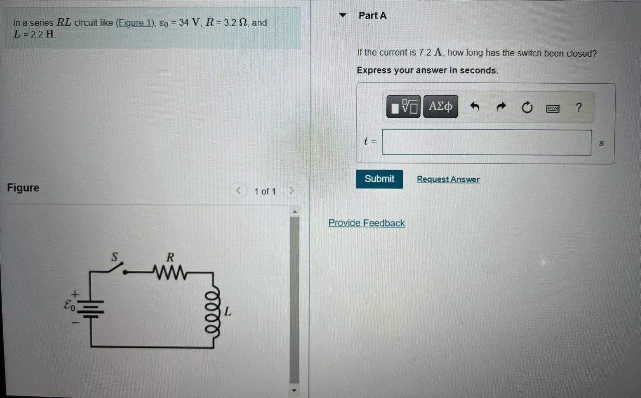 Solved In a series RL circuit like (Figure 1), ε0=34 | Chegg.com