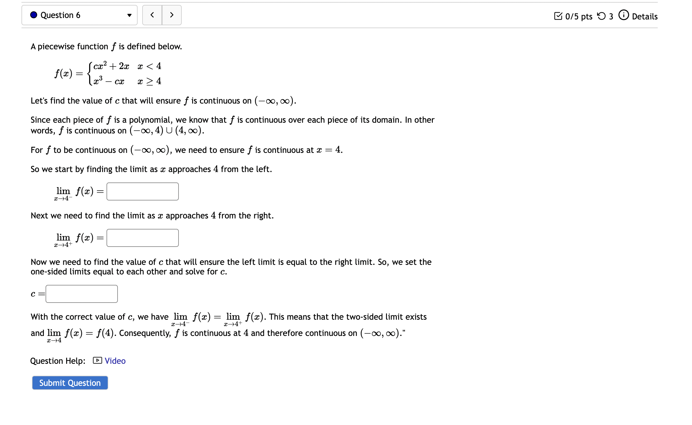 Solved A piecewise function f is defined below. | Chegg.com