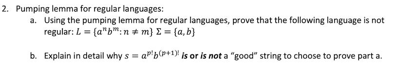 Solved 2. Pumping lemma for regular languages: a. Using the | Chegg.com