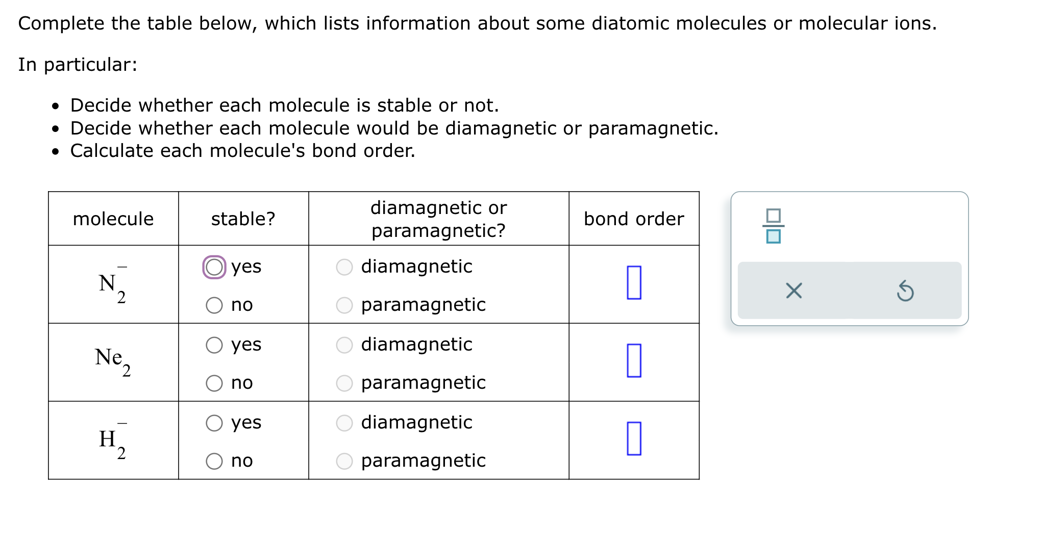 Solved Complete the table below, which lists information | Chegg.com