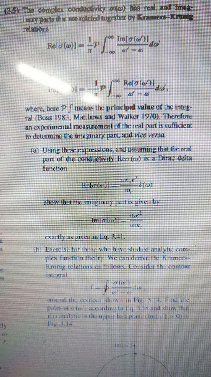 Solved (3:5) The complex conductivity (w) has real and Image | Chegg.com