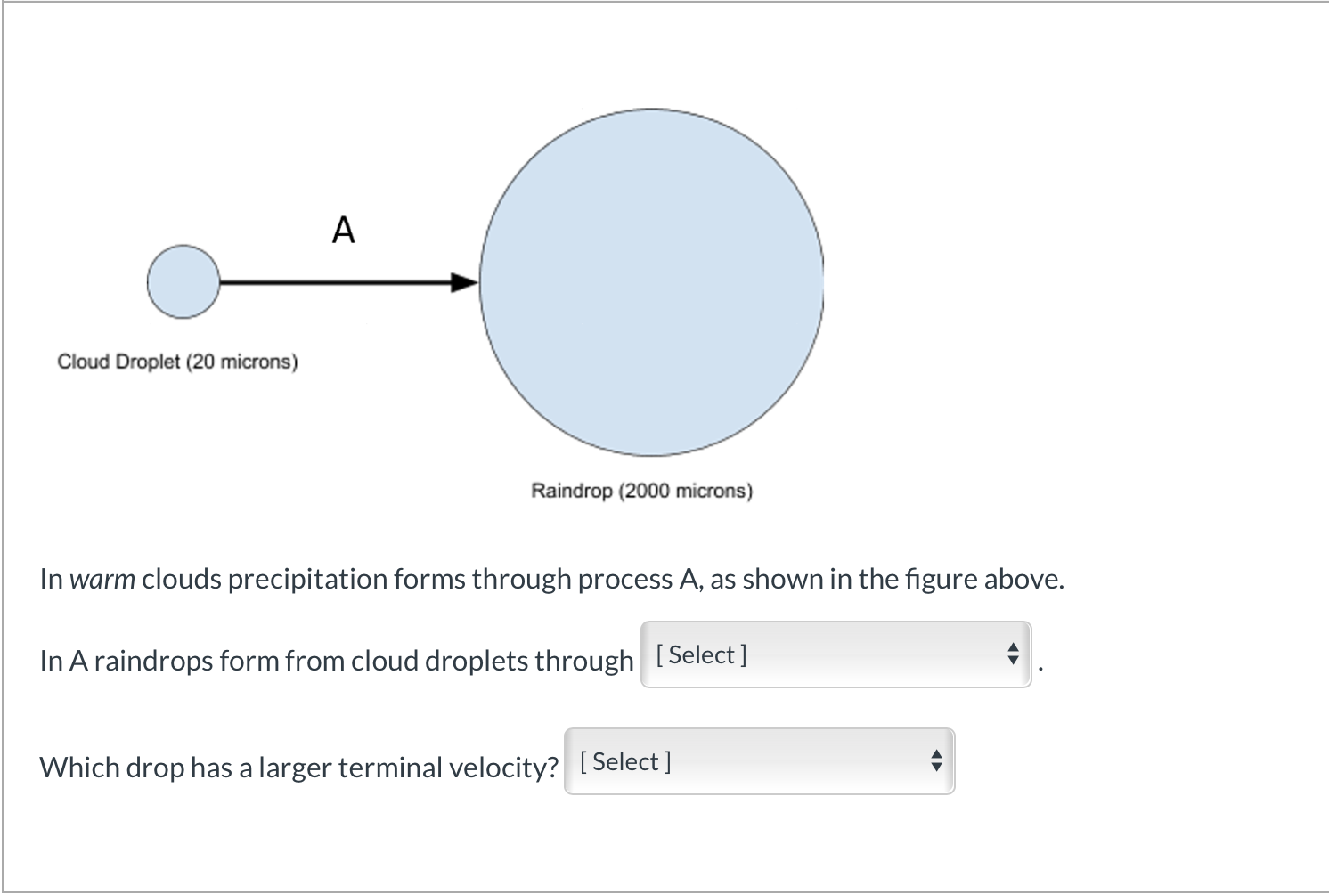 Solved Cloud Droplet (20 microns) Raindrop (2000 microns) In | Chegg.com