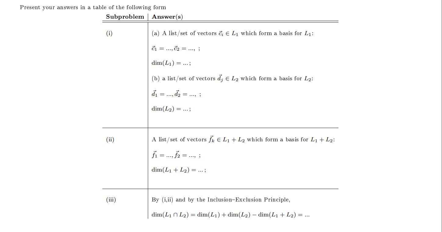 Solved 4. (Sums of Subspaces, Inclusion-Exclusion Principle | Chegg.com