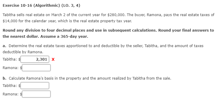 Solved Exercise 10-16 (Algorithmic) (LO. 3, 4) Tabitha sells | Chegg.com Solved Exercise 10-16 (Algorithmic) (LO. 3, 4) Tabitha sells | Chegg.com