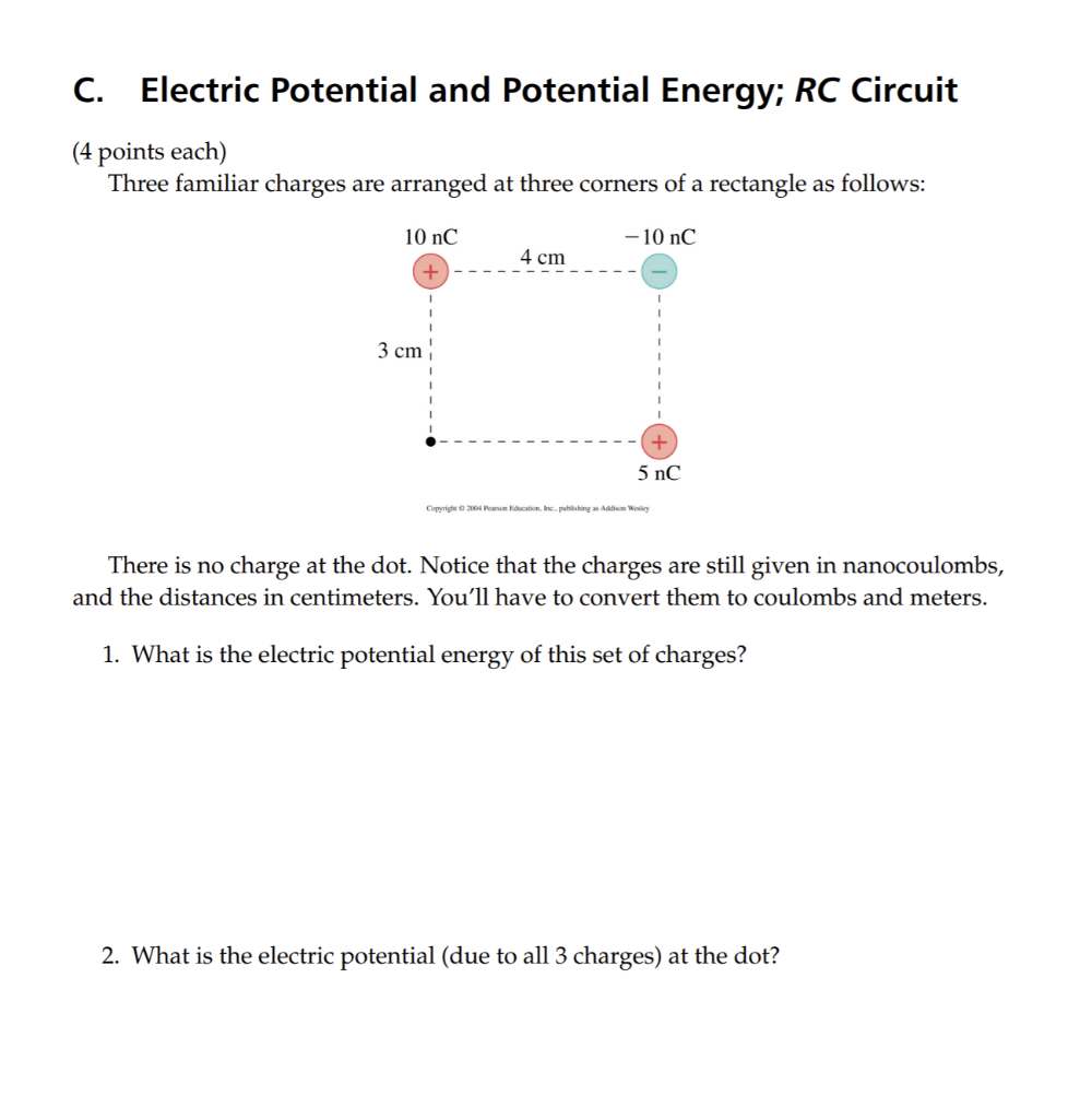 Solved C. Electric Potential and Potential Energy; RC | Chegg.com