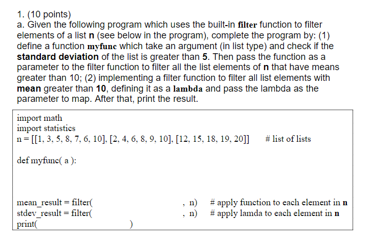 Solved 1. (10 points) a. Given the following program which | Chegg.com