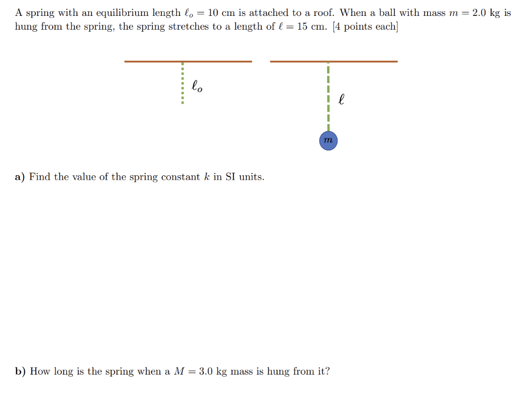 Solved A spring with an equilibrium length ℓo = 10 cm is | Chegg.com