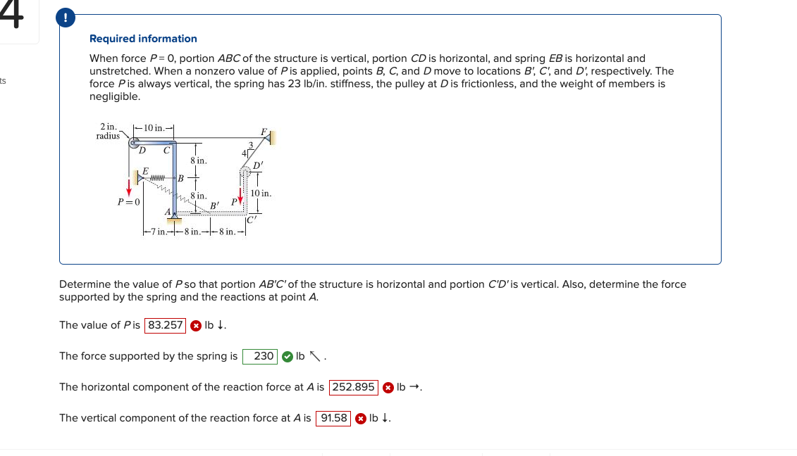 Solved 4 Required information When force P=0, portion ABC of | Chegg.com