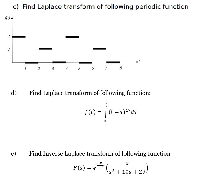 Solved c) Find Laplace transform of following periodic | Chegg.com Solved c) Find Laplace transform of following periodic | Chegg.com