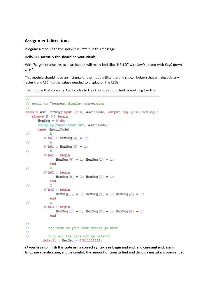 Assignment directions Program a module that displays | Chegg.com