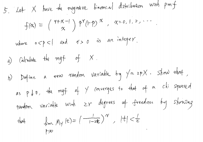 Solved r> o 5. Let X have the negative binomial distribution | Chegg.com