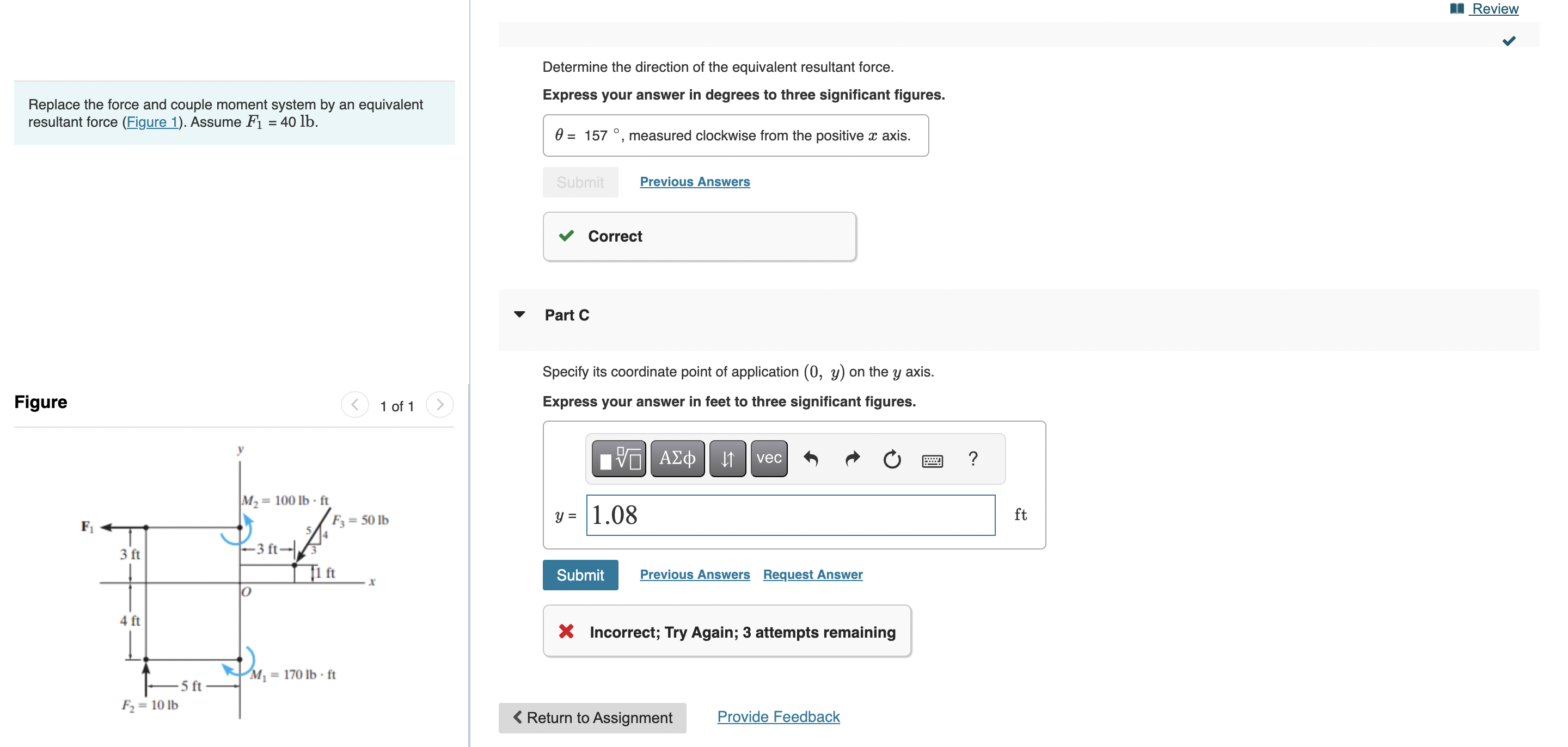 Solved Replace the force and couple moment system by an | Chegg.com