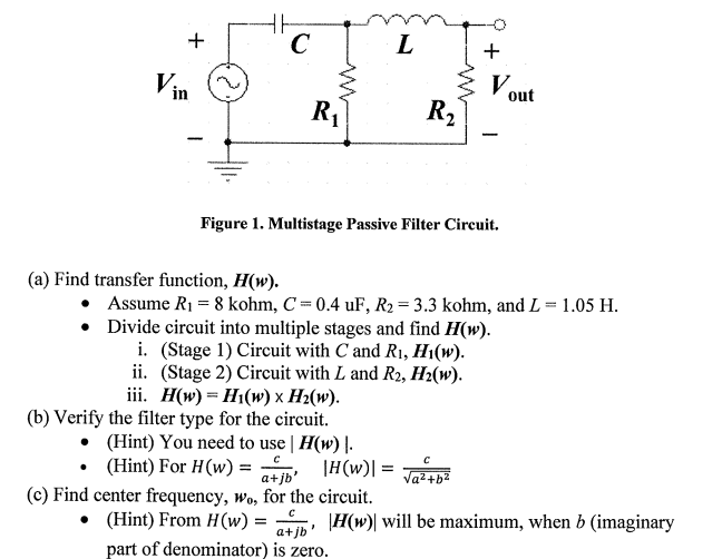 Solved Figure 1. ﻿Multistage Passive Filter Circuit.(a) | Chegg.com