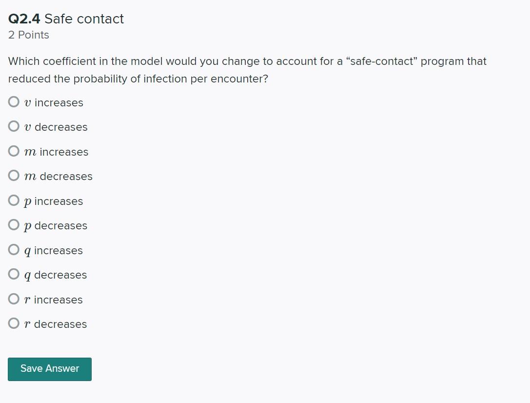 Solved A Simple Model Of Infectious Disease Spread For