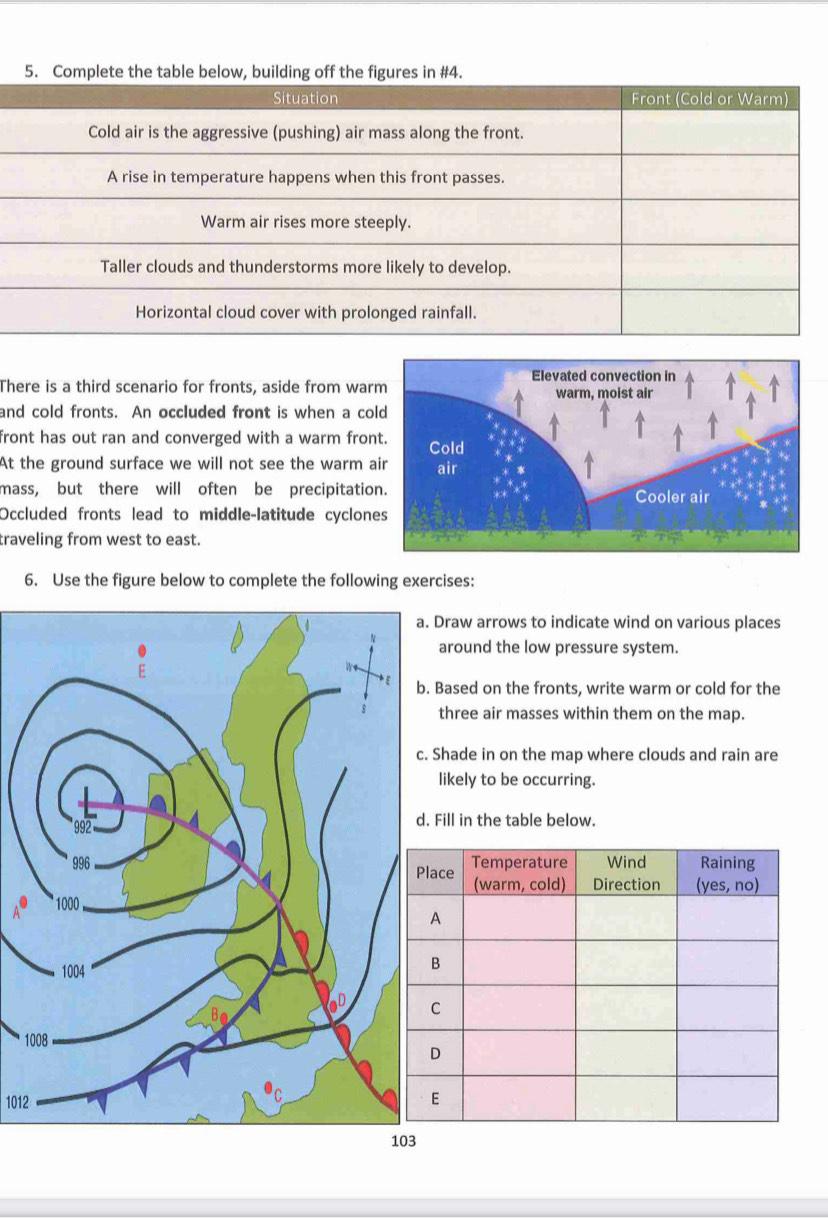 Solved Fronts and Clouds he boundary between two air masses | Chegg.com