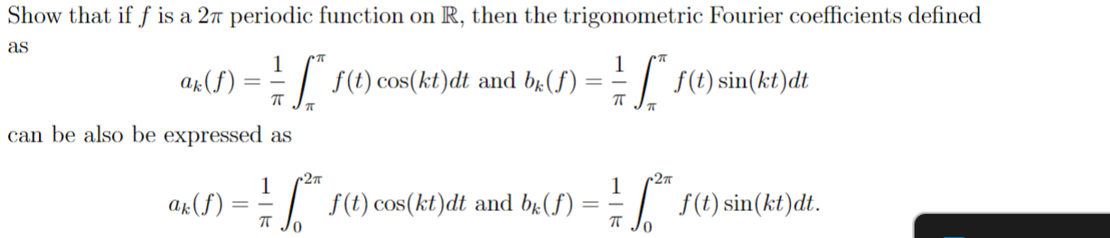 Solved Show that if f is a 2π periodic function on R, then | Chegg.com
