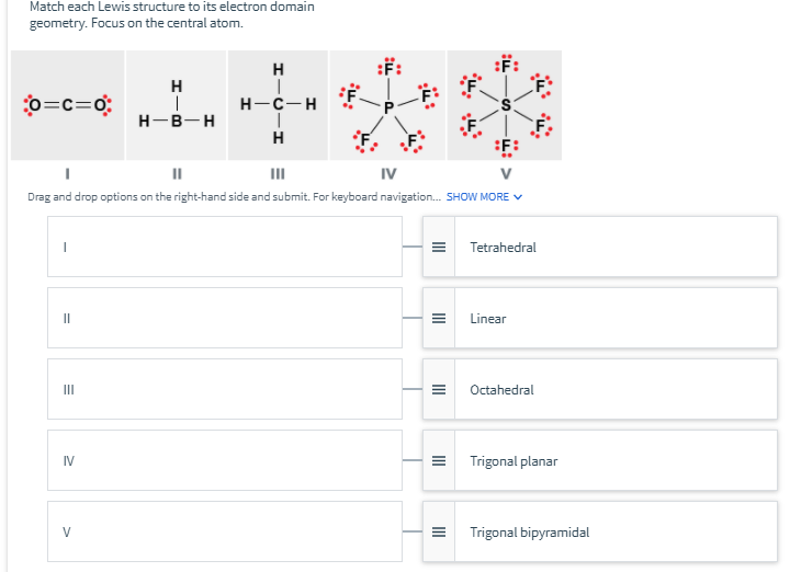 Solved Match each Lewis structure to its electron domain | Chegg.com