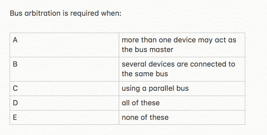 Solved Bus arbitration is required when: A more than one | Chegg.com
