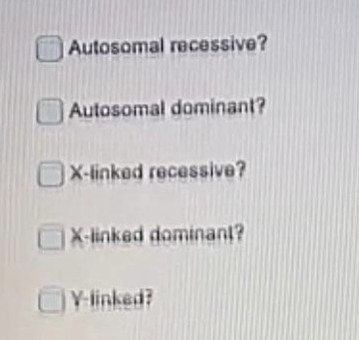 Solved Autosomal recessive? Autosomal dominant? X-linked | Chegg.com