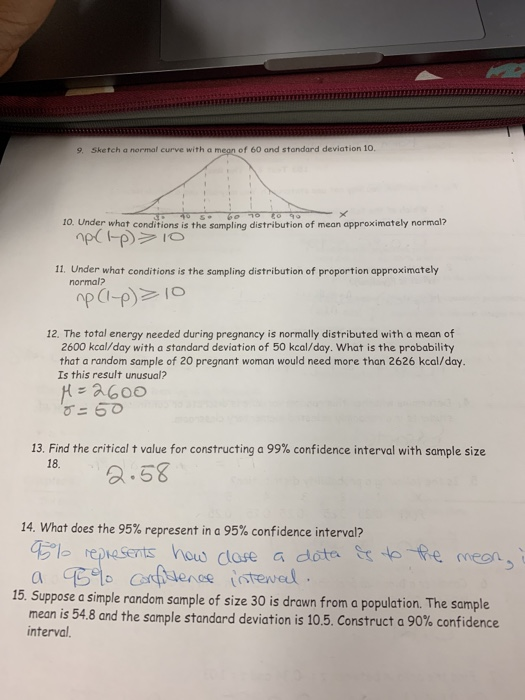 Solved 311133313143333333331 9. Sketch a normal curve with a | Chegg.com