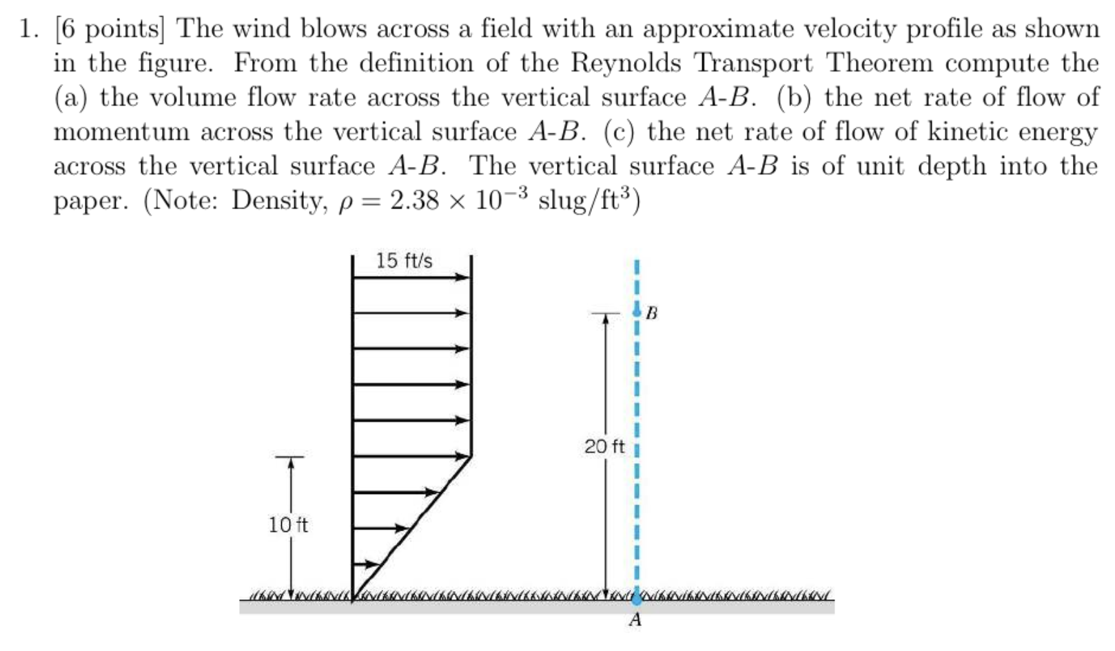 Solved 1. [6 points] The wind blows across a field with an | Chegg.com