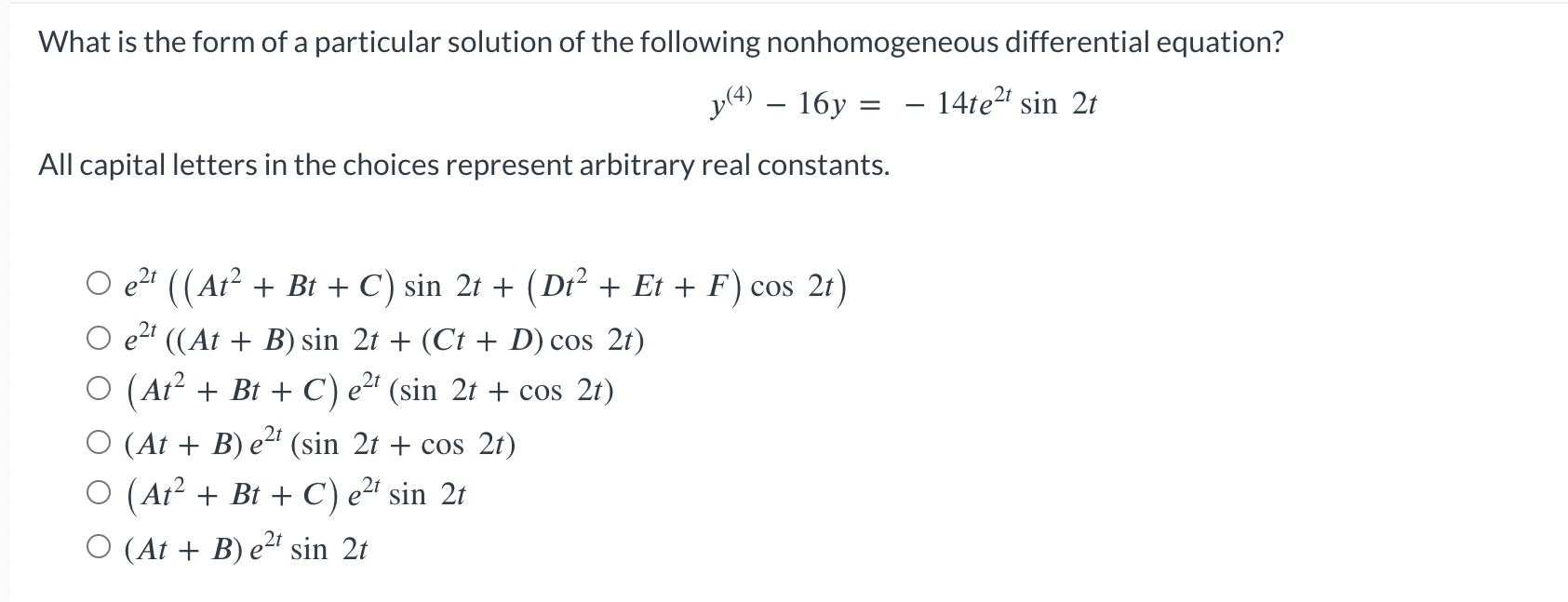 Solved by an EXPERT What is ﻿the form of ﻿a particular solution of ﻿the | Chegg.com