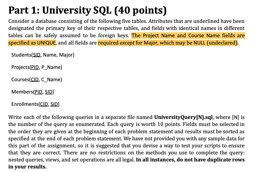 Solved Part 1: University SQL (40 ﻿points)Consider a | Chegg.com