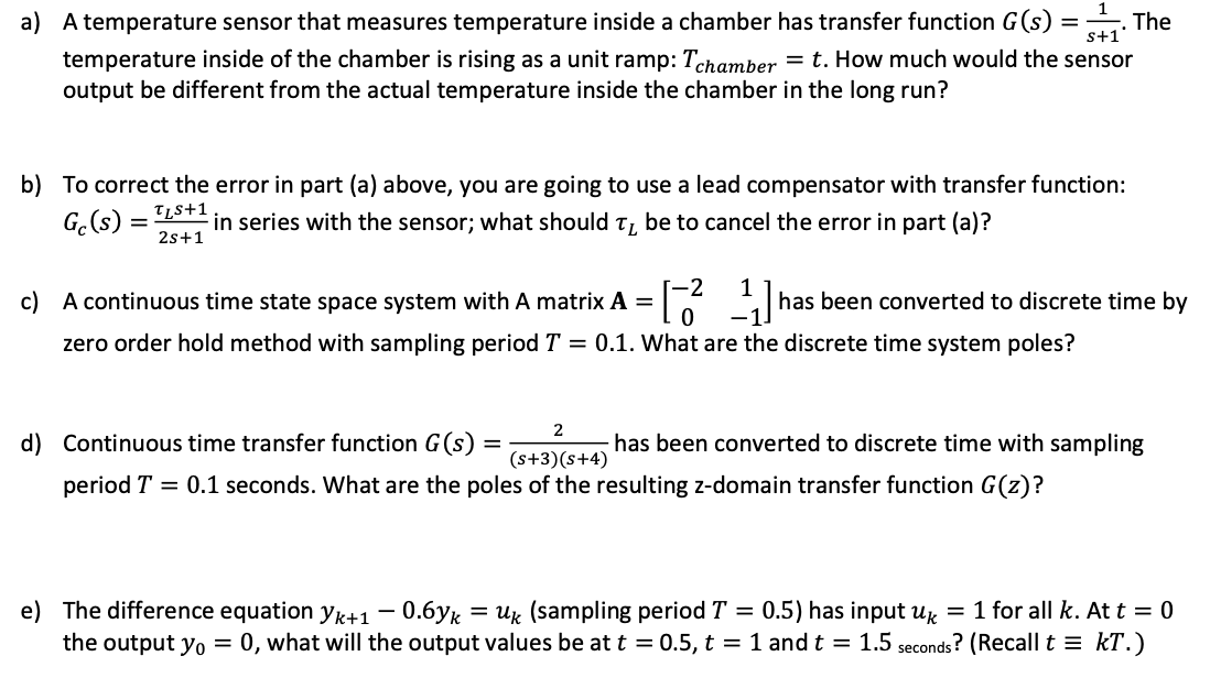 Solved S+1' a) A temperature sensor that measures | Chegg.com