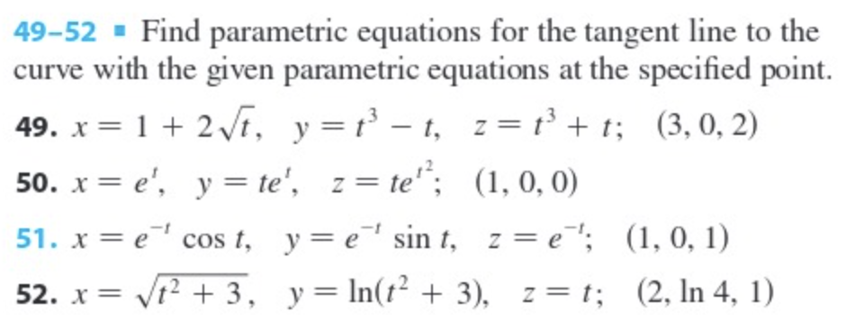 Solved JUST 46!! 49-52= ﻿Find parametric equations for the | Chegg.com