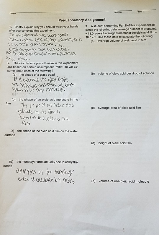 section date Pre-Laboratory Assignment 1. Briefly | Chegg.com