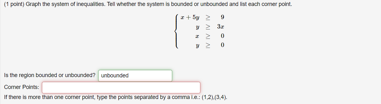Solved Graph the system of inequalities. Tell whether the | Chegg.com
