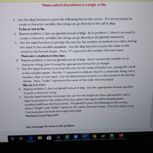 Solved Please submit all problems in a single .m file. 1. | Chegg.com