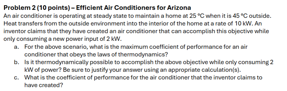 Solved Problem 2 (10 ﻿points) - ﻿Efficient Air Conditioners | Chegg.com